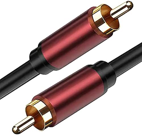 RCA Cable Subwoofer Cable, tunghey Digital Audio Coaxial Cable 24K Gold Plated Dual Shielded (2m ...