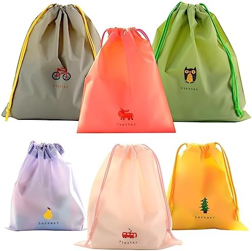 6pcs Laundry Bags, Waterproof Drawstring Storage Bag Portable Large ...