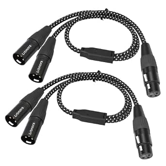 Amazon.com: Lrbners 2FT XLR Female to Dual Male Cable – 3pin XLR Y ...