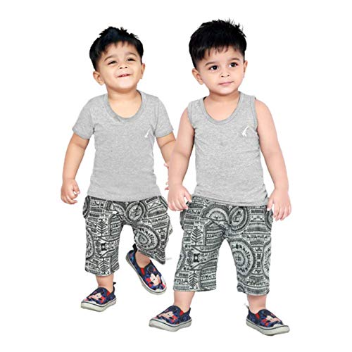 Buy Wearrio Solid T-Shirt and Sando Combo Set for Boys (Dark Grey)(6-12 ...