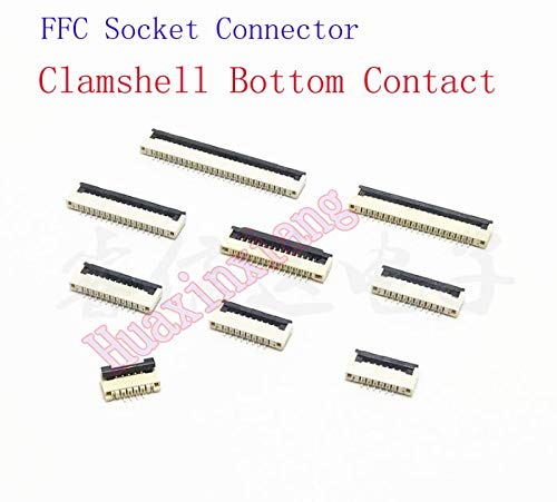 Gimax 50PCS/Lot 1.0MM FFC/FPC Socket Connector Clamshell Bottom Contact ...