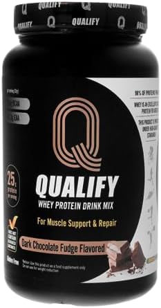 Amazon.com: Qualify Whey Protein Powder Drink Mix, Dark Chocolate Fudge ...