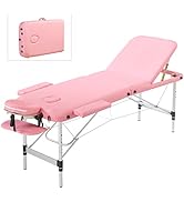 Amazon.com: PrimeZone Pink Massage Table Portable - 2 Folding Aluminum Lash Bed with Carrying ...