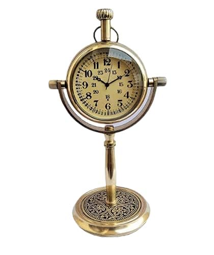 Table Clock Brass Antique Vintage Nautical Brass Stand Clock Table Desk ...