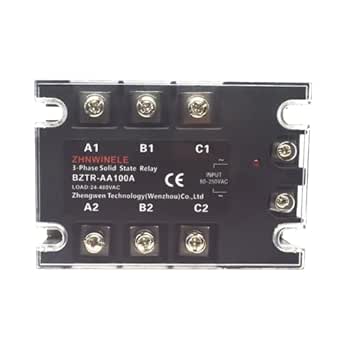 ZHNWINELE Three Phase Solid State Relay 100A AC to AC (Control Input 70-280VAC, Load Output 24 ...