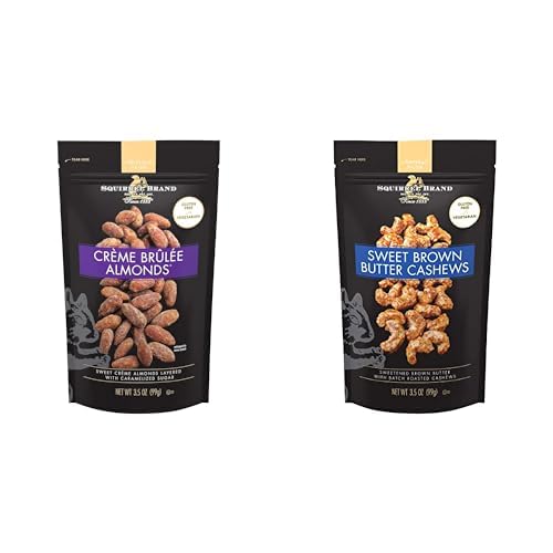 Amazon.com : SQUIRREL BRAND Crème Brulee Almonds, 3.5 OZ + Squirrel Brand Sweet Brown Butter ...