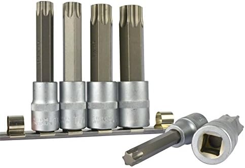 6pc 1/2" Drive T55-T100 Star Torx Socket Bit Set Ratchet Torque 100mm ...