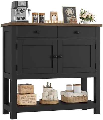 Amazon.com: HOSTACK Farmhouse Console Table with 2-Door Cabinet & 2 ...