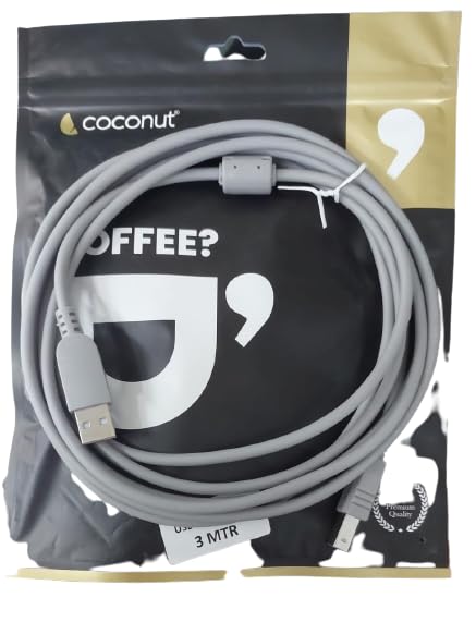 COCONUT 3 Meter USB Printer Cable, USB A to Male To USB B 2.0 Cable ...