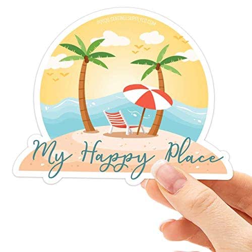 Amazon.com: My Happy Place Beach Sticker, Ocean Decals for Hydroflask ...