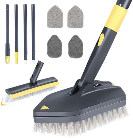 Bathroom Tub and Tile Scrubber, 4 in 1 Long Handled Shower Cleaning ...