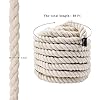 1 Inch x 50 Feet Natural Cotton Rope, 3 Strand Thick Twisted Cotton ...