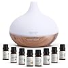 ASAKUKI 300ml Essential Oil Diffuser with 8 Oils, Wood Grain Aroma ...
