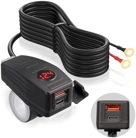 eSynic Motorcycle USB C Socket Waterproof QC3.0 Quick Charging ...