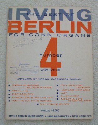 The Best of Irving Berlin For Conn Organs. Book 4: Virginia Carrington ...
