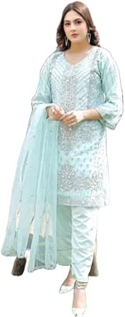 Amazon.com: Nayab Trends Luxury Organza Embroidered 3pcs Kurta Set For ...