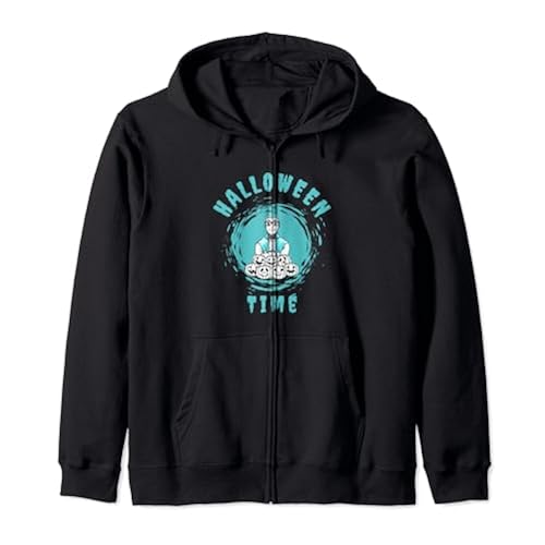 Snapklik.com : Halloween Time Pumpkin Robot Deep Learning Nerd AI Coder Zip Hoodie