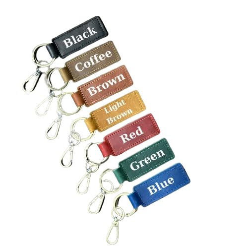 Amazon.com: Personalized Leather Keychain, Custom Engraved Key Ring ...