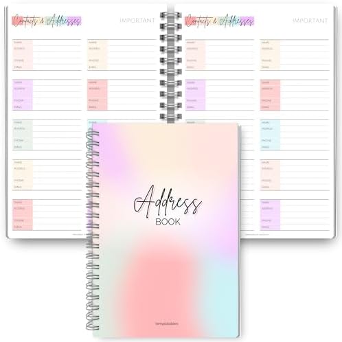 Address Book with Alphabetical Tabs - Organizer Notebook | A5 Pastel ...