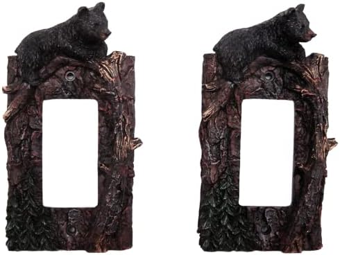 Cabin Decor Rustic Black Bear Switch Plate Cover - Resin Rocker Switch ...