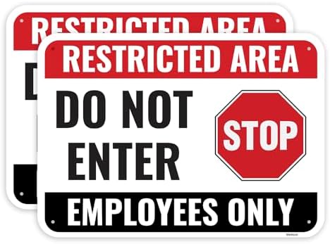 Amazon.com: 2PC Restricted Area Do Not Enter Employees Only Sign, 14 x ...