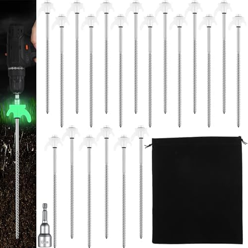 Amazon.com : Tandefio 20 Pcs 8 Inch Tent Stakes Screw in Heavy Duty ...