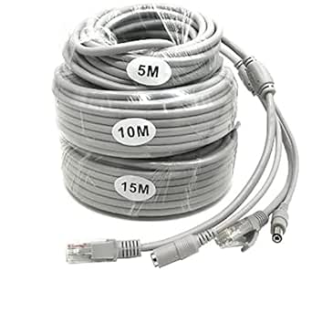 priaolker 10M/33FT Ethernet CCTV Cable, Cat 5 RJ45 + 2.1x5.5mm DC Power ...