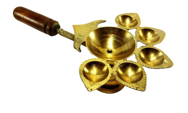 Buy MAHAMAYA Beautiful Unique Handmade Brass Panch Aarti Ghee/Oil ...