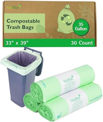 Amazon.com: bioMat 35 Gallon Compostable Trash Bags, 30 Count ...