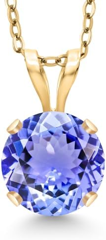 Amazon.com: Gem Stone King 14K Yellow Gold Blue Tanzanite Pendant ...