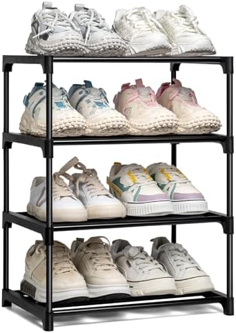 Amazon.com: OLYREO Small Shoe Rack 4 Tier, Shoe Rack for Front Door ...