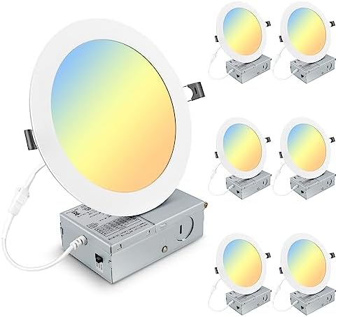 Elaruslux 6 Pack 7 Inch 3CCT Ultra-Thin LED Recessed Light with ...