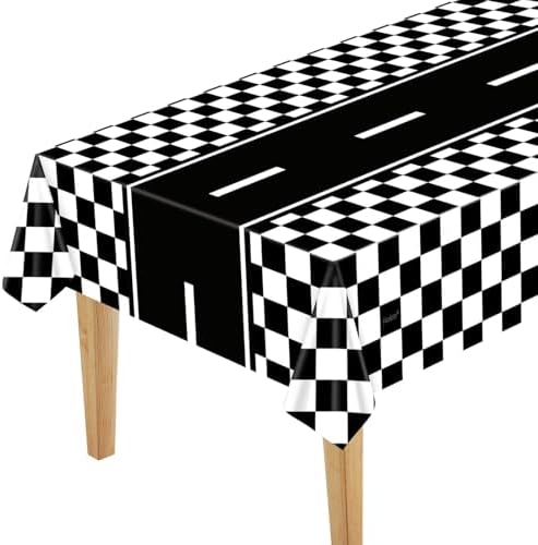 Amazon.com: Piokio 2 Pack Black and White Checkered Road Tablecloths ...