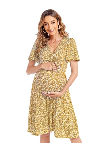 FUNJULY Maternity Dress Sweetheart Summer Maternity Dress Drawstring ...