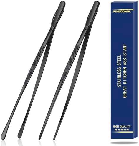 Amazon.com: 2 Pcs 12-inch Cooking Tweezers Tongs Precision Serrated ...