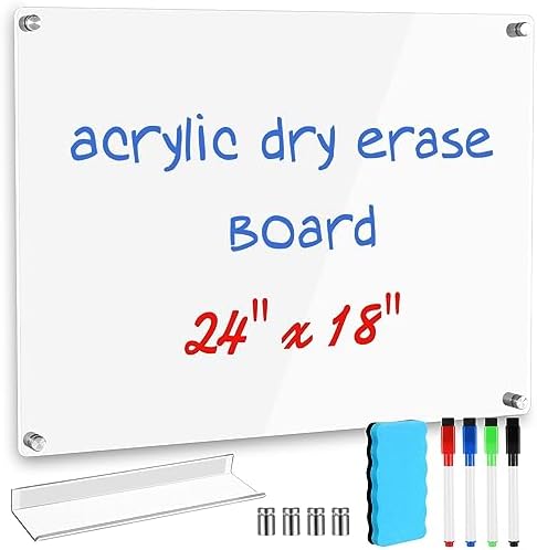 Amazon.com : Clear Dry Erase Board for Wall, 24 x 18 Inch Acrylic White ...