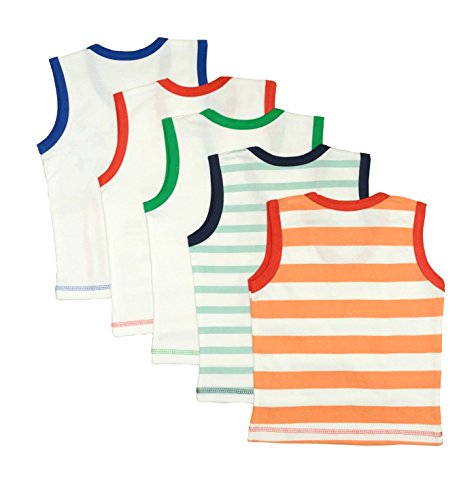 MYFAA Baby Boys' Cotton Regular Fit Vest - Combo of 5 (Multi-Coloured ...