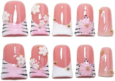 Amazon.com: 10Pcs Handmade Duck Shape Press On Nails | Easy Apply ...