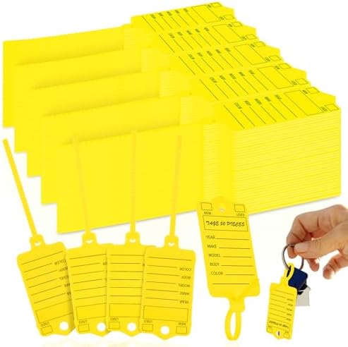 200 Pcs Yellow Self Locking Car Key Tags - Dealership Plastic Labels ...