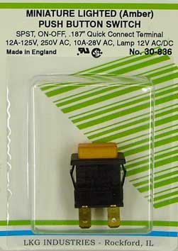 12V Lighted Mini Push Button Switch - SPST : 30-836: Electronic ...