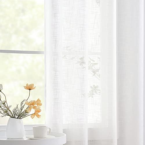 Amazon.com: Treatmentex Linen White Semi Sheer Curtains for Living Room ...