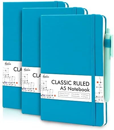 feela A5 Notebooks Multipack, 3 Pack Ruled Lined Notepads A5 (120 GSM ...