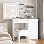 PREMTURE Dressing Table Set with Sliding LED Mirror, 3 Colour Touch ...