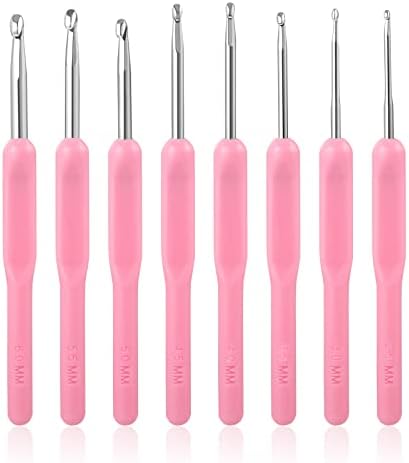 GWHOLE 8PS Crochet Hooks Set 2.5-6.0mm Soft Grip Handles Crochet Hook ...