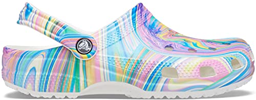 » Crocs Unisex-Adult Classic Tie Dye Clogs, Pastel Swirl, 7 Women/5 Men