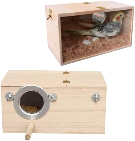 Amazon.com : Parakeet Nesting Box, Transparent Parrot Breeding Box with Perch Wood Bird Cage ...