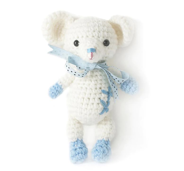 Amazon.com: Blue-White Mouse Crochet Doll Handmade Amigurumi Plush Toy ...