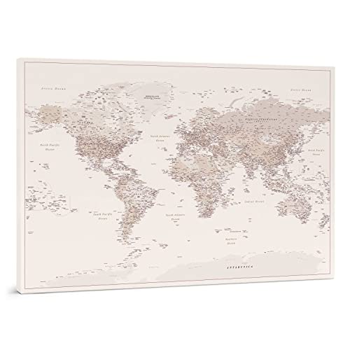 Amazon.com: Push Pin Travel Map - Detailed World Map with Pins - Canvas ...