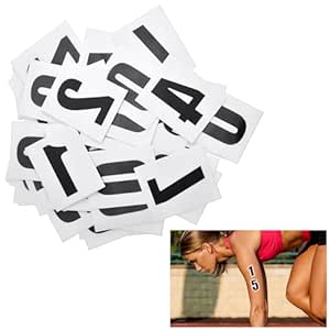 Amazon.com : 100 Pcs Triathlon Number Tattoos Temporary Number 0 to 9 ...