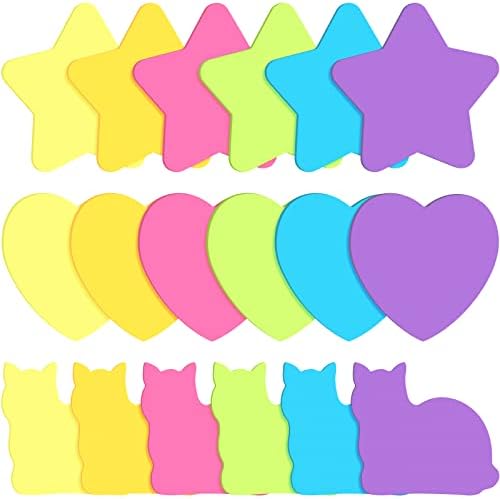Amazon.com : Star Shape Sticky Notes 6 Color Bright Colorful Sticky Pad ...